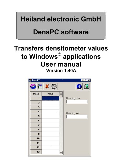 User manual Heiland electronic GmbH DensPC software