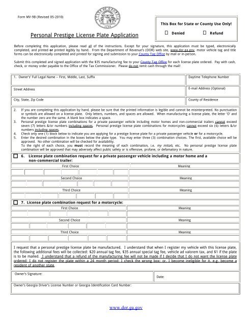 Form MV-9B Special - Motor Vehicle Division