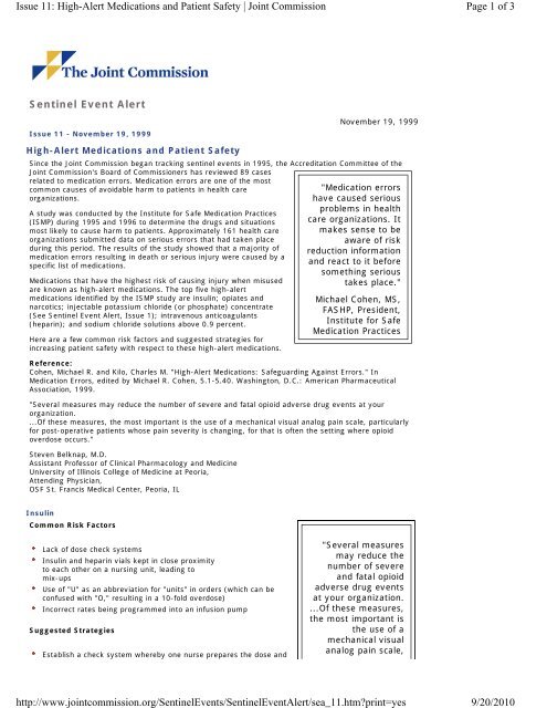 High-Alert Medications and Patient - Joint Commission