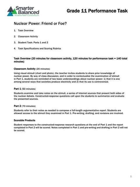 Grade 11 Performance Task - Smarter Balanced Assessment ...