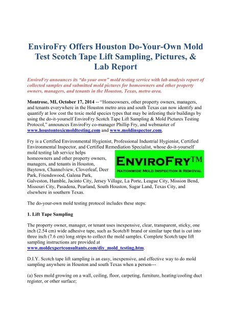 EnviroFry Offers Houston Do-Your-Own Mold Test Scotch Tape Lift ...