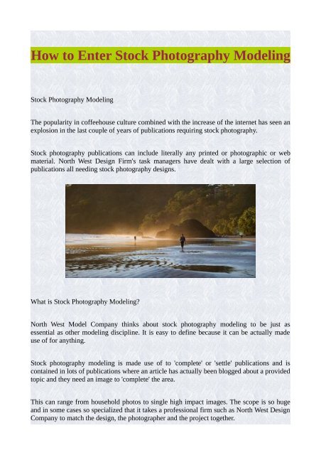 How to Enter Stock Photography Modeling