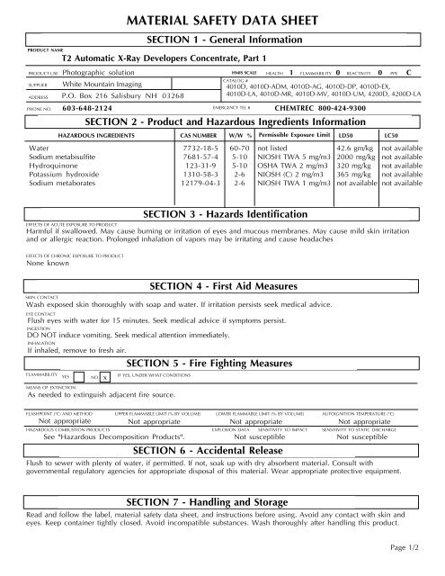 MSDS T2 Developer, Part 1
