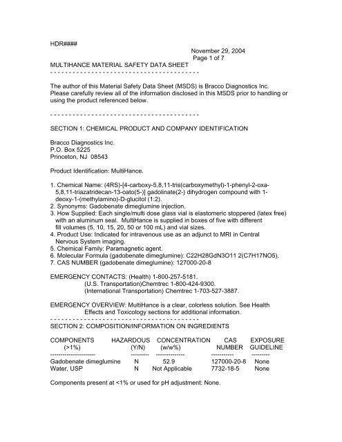 MSDS Multihance - Merry X-Ray