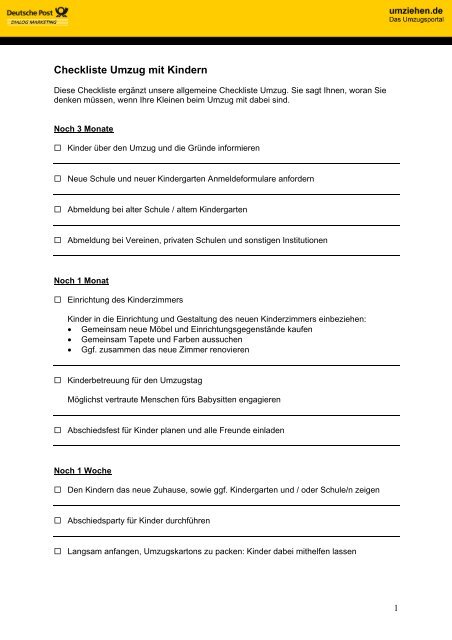 Checkliste Umzug Umzug – Checkliste Für Einen Stressfreien