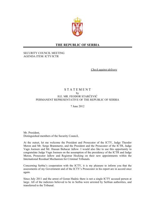 Statement - Permanent Missions to the United Nations