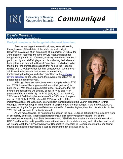 University of Nevada Cooperative Extension Communique July 2011