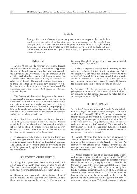 Article 74 Damages for breach of contract by one party ... - UNCITRAL
