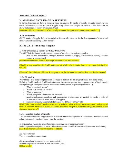 V. ASSESSING GATS TRADE IN SERVICES A. Introduction B. The ...