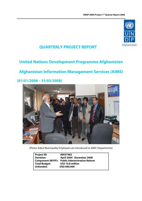 Quarterly Project Report - UNDP Afghanistan