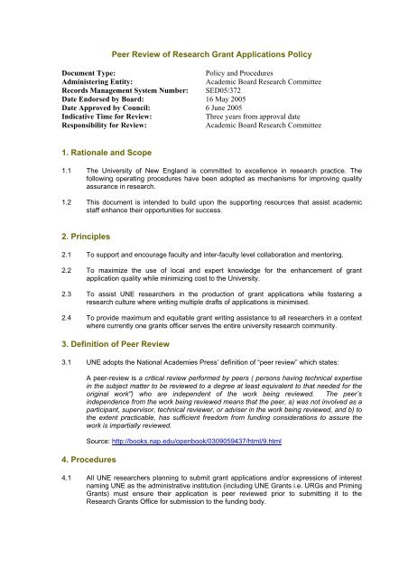 Peer Review Policy - University of New England