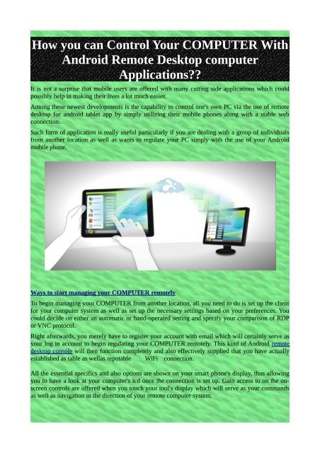 How you can Control Your COMPUTER With Android Remote Desktop computer ...