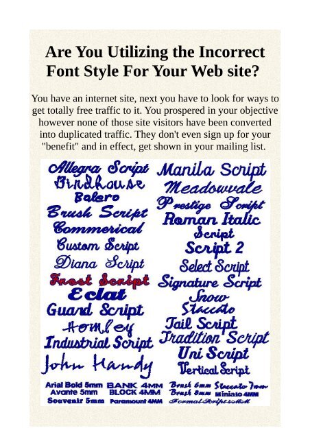 Are You Utilizing the Incorrect Font Style For Your Web site?
