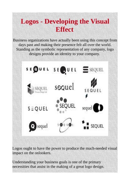 Logos - Developing the Visual Effect