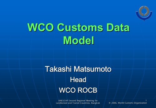 WCO Customs Data Model - Escap