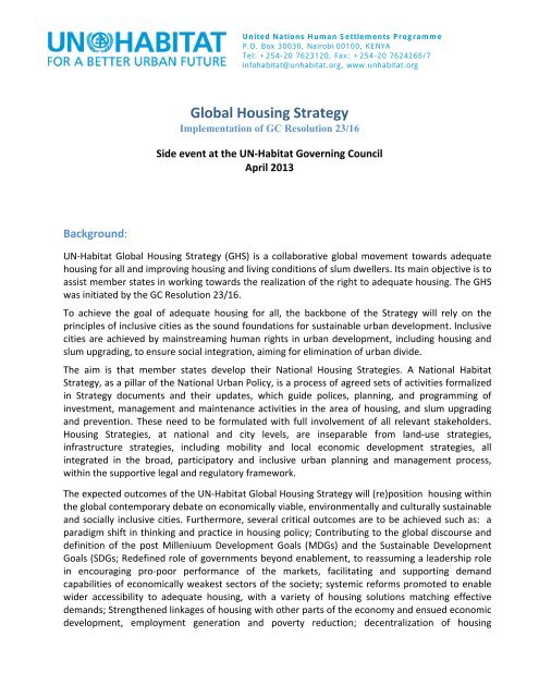 Global Housing Strategy - UN-Habitat