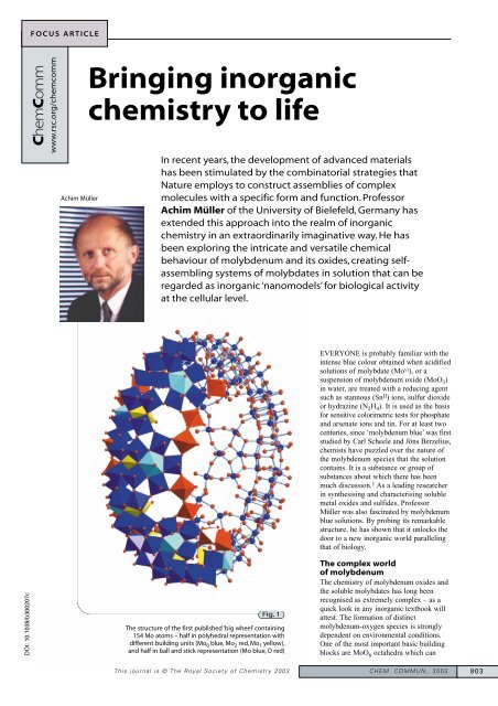 Bringing inorganic chemistry to life