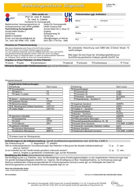 Molekulargenetische Diagnostik (UKSH-intern)