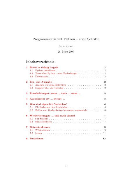 Programmieren Mit Python â Erste Schritte