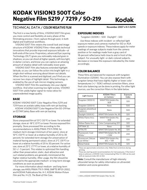 KODAK VISION3 500T Color Negative Film 5219 - Wittner Kinotechnik
