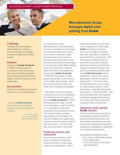 Microdynamics Group leverages digital color printing from Kodak