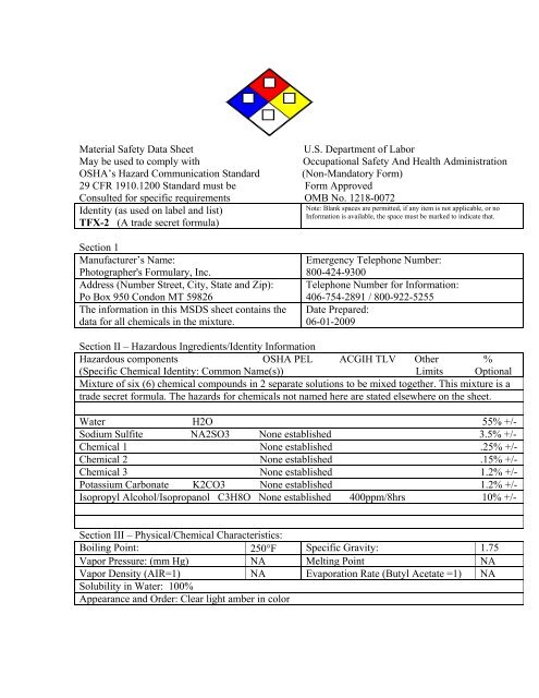 MSDS sheet