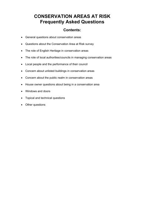 FAQ conservation areas | PDF - English Heritage