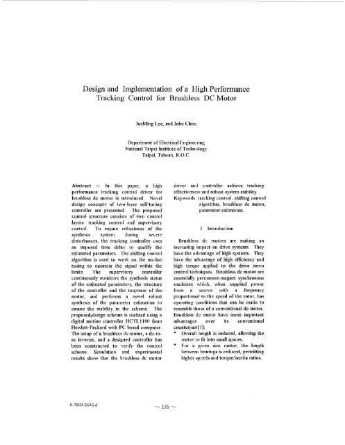 1995 JeeMing - Design and implementation of a high performance tracking control for brushless DC ...