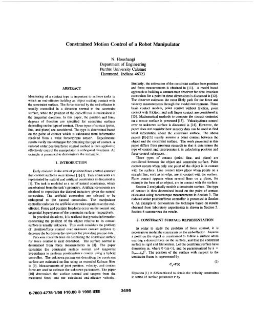 1998 Houshangi - Constrained motion control of a robot manipulator.pdf