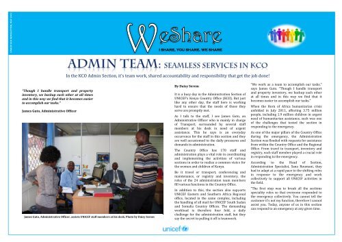 In the KCO Admin Section, it's team work, shared ... - Unicef