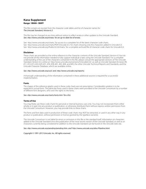 Kana Supplement - Unicode Consortium