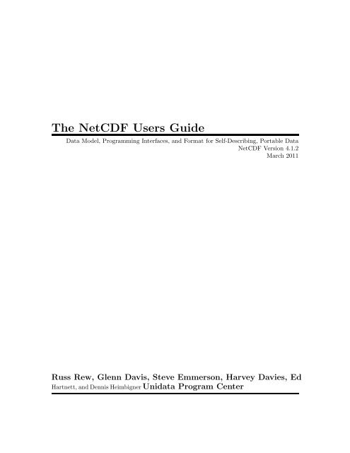 The NetCDF Users Guide - Unidata - University Corporation for ...