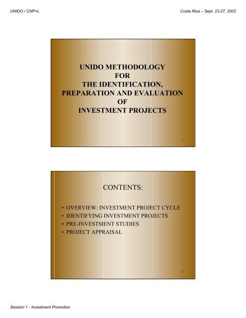 unido methodology for the identification, preparation and evaluation ...