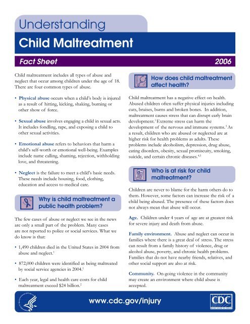 Understanding Child Maltreatment, CDC Fact Sheet 2006