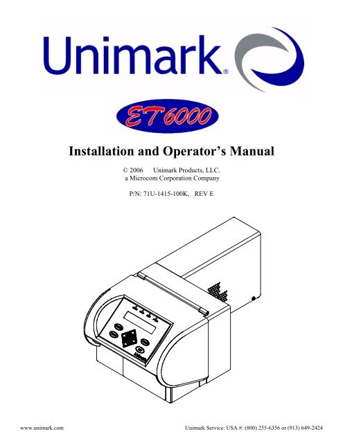 ET6000 Manual - Unimark Products