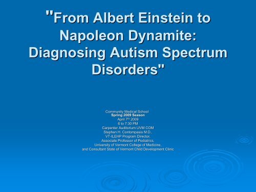 "From Albert Einstein to Napoleon Dynamite: Diagnosing Autism ...