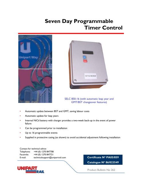 Timer Control Seven Day Programmable - Unipart Rail