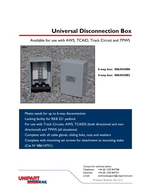 Universal Disconnection Box - Unipart Rail