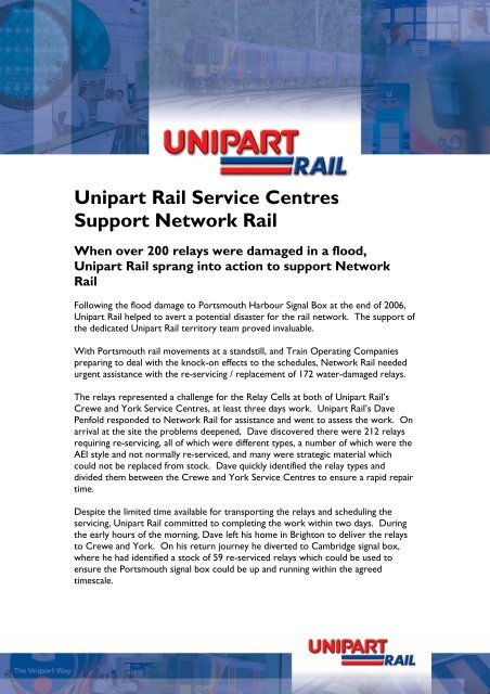Supporting Network Rail with Relays - Unipart Rail