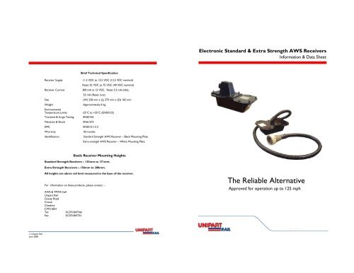 AWS Receiver Leaflet - Unipart Rail