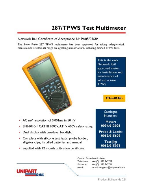 TPWS 287 Multi-Meter - Unipart Rail