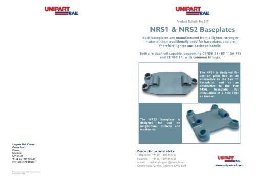 NRS1 & NRS2 Baseplates - Unipart Rail