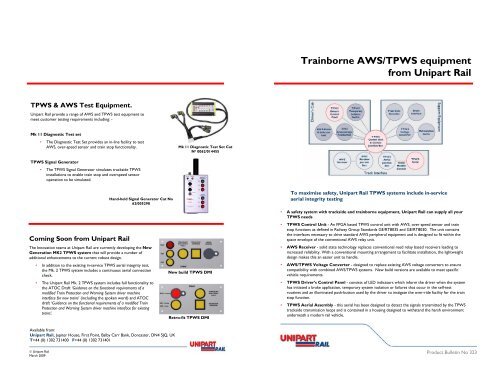 (AWS) & Train Protection & Warning System - Unipart Rail