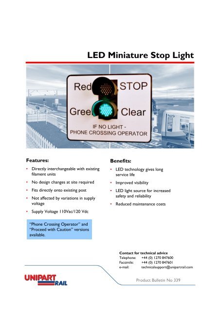 LED Miniature Stop Light - Unipart Rail