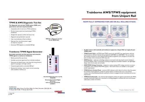 Trainborne AWS/TPWS equipment from Unipart Rail