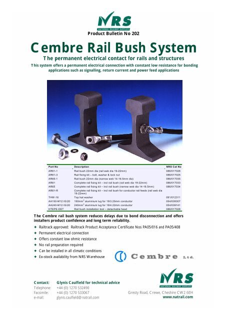 Cembre Rail Bush System - Unipart Rail