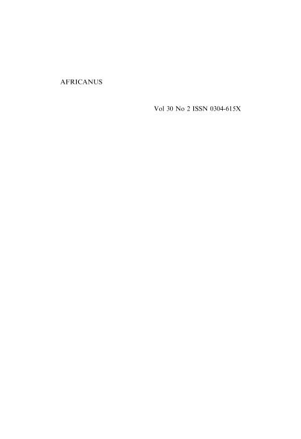 AFRICANUS Vol 30 No 2 ISSN 0304-615X - University of South Africa AFRICANUS Vol 30 No 2 ISSN 0304-615X - University of South Africa