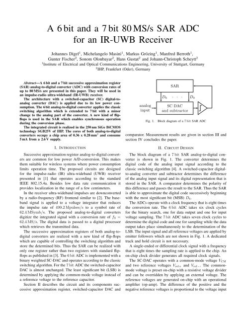 A 6bit and a 7bit 80MS/s SAR ADC for an IR-UWB Receiver