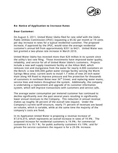 Notice of Rate Increase (PDF) - United Water