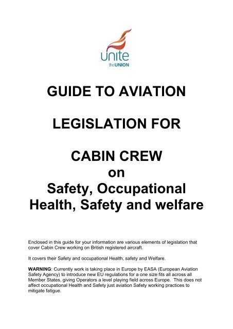 Health & safety legislation guide for cabin crew - Unite the Union